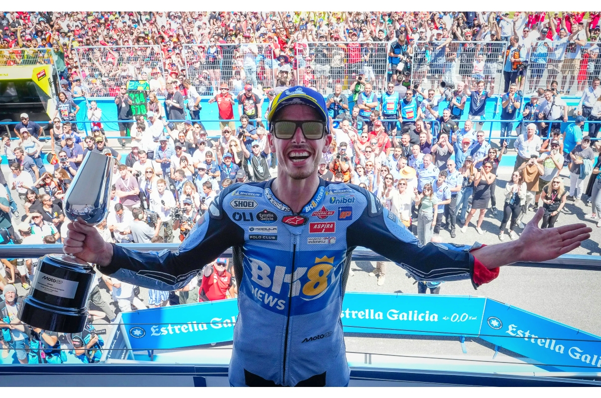 2025 Spanish MotoGP: Alex Marquez takes maiden win as Marc crashes out ...