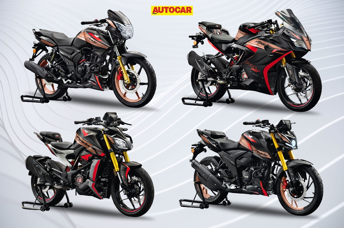 TVS Apache 20th Anniversary Editions, top-spec RTR 160 4V and 200 4V ...