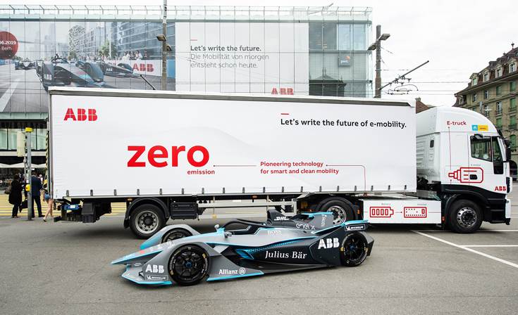 ABB’s full-electric truck delivers Formula E racecar in time for Bern ...